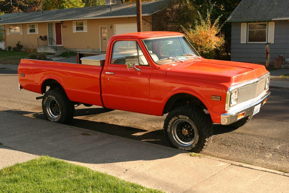 Restored 1972 Chevy 4x4 3/4 Ton, Painted 1969 Camaro's "Hugger" Orange ...